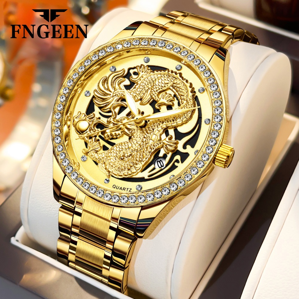 FNGEEN dragon watch for men water proof fashion luminous calendar 2024 ...