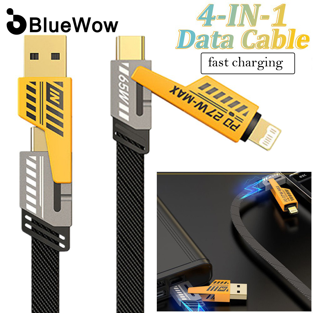 BlueWow 4-in-1 Mecha Fast Charging Cable USB Type C Cable For Micro Usb ...