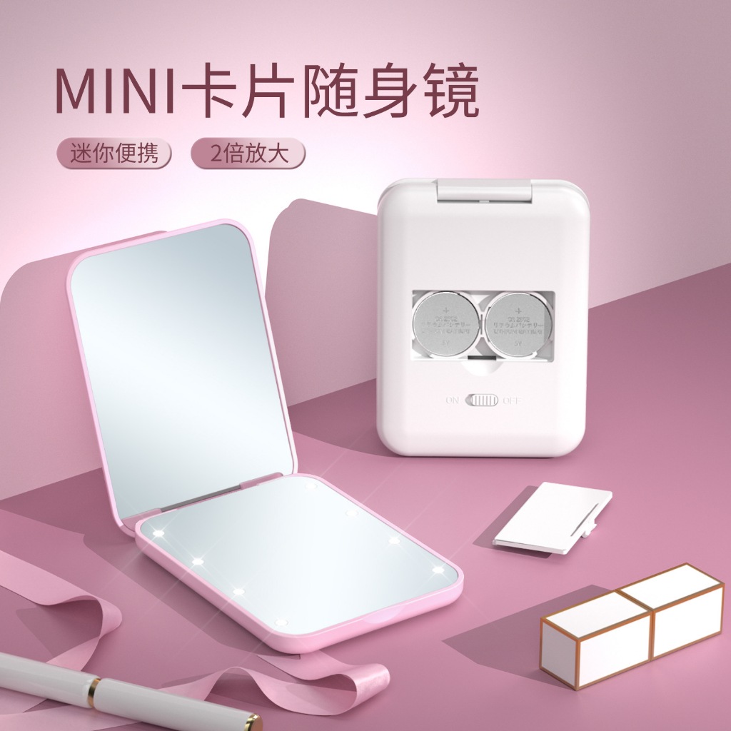 Travel Mirror with Light, 1X/2X Magnification LED Compact Makeup Mirror ...