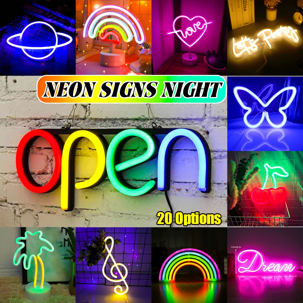 Open LED Neon Sign Lights Night Light Planet Butterfly Lightning Ultra ...