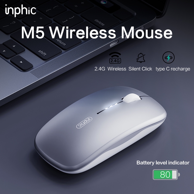 INPHIC M5 Wireless Mouse Rechargeable 2400dpi Noiseless Click 2.4Ghz ...