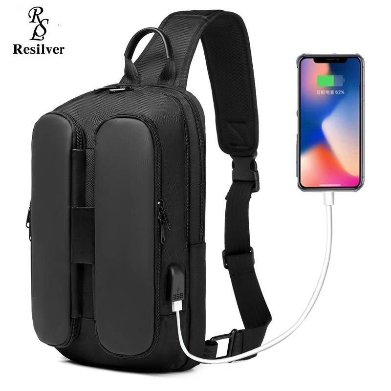 Resilver Men Sling Bags Korean Chest Bag Travel Shoulder Bagpack with ...