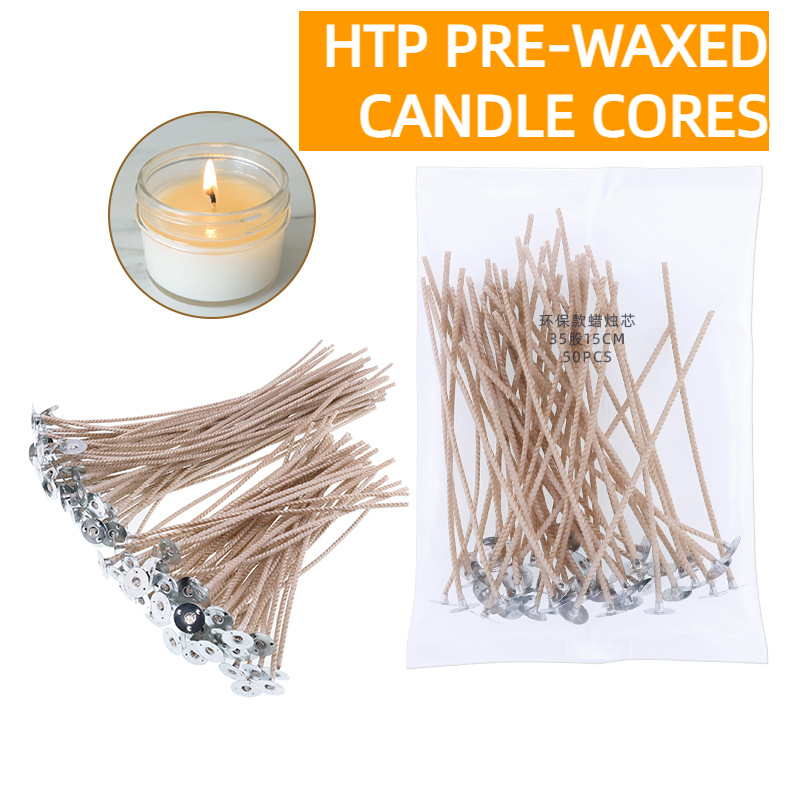 6 inch Natural Candle Wicks with Tabs Low Smoke | Premium HTP Pre-Waxed ...