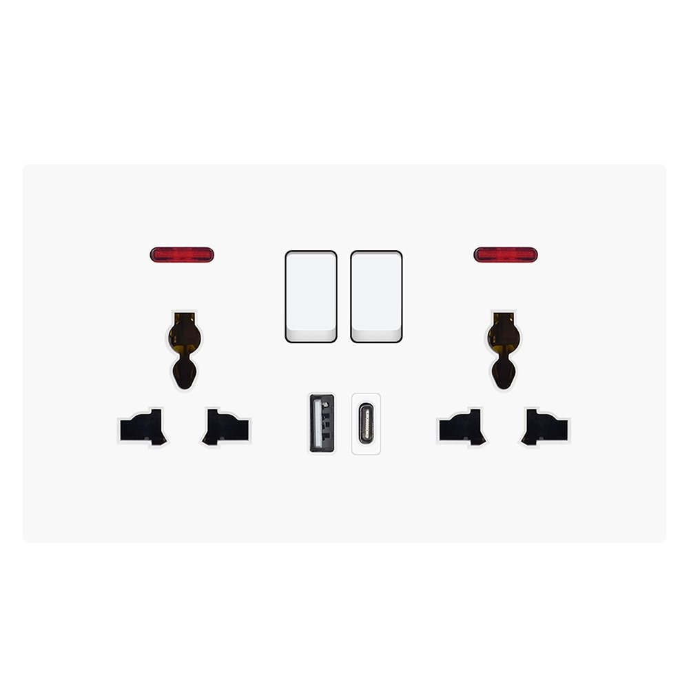 VISWE wall socket usb c wall socket double socket 3 pin socket 13amp ...