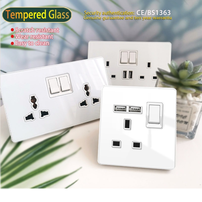 Full screen tempered glass 16A light/electricity 1/2/3/G switch modern ...