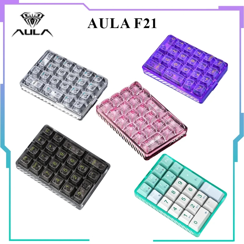 AULA F21 Wireless Numeric Keypad White Backlight Transparent Numeric ...