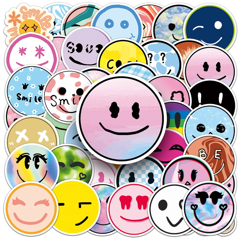 50 Piece Funny Smile DIY Creative Motor Stickers Car Stickers Helmater ...