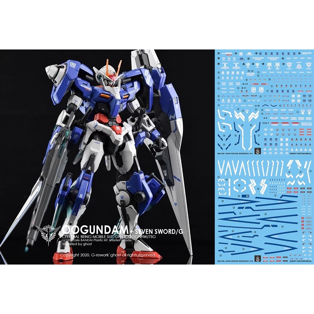 【GHOST CUSTOM DECAL】MG 1/100 00 GUNDAM GN-0000 SEVEN SWORD/G | Shopee ...