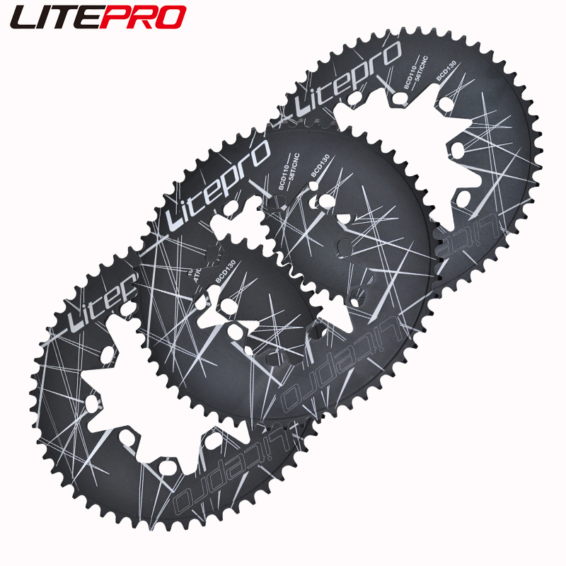Litepro MTB Road Bike Double Oval Chain Ring BCD 110 130mm 54 56 58T ...