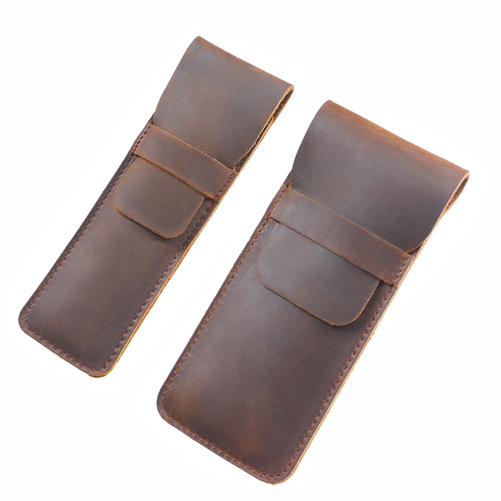 Genuine Leather Pencil Case Mini Leather Pen Case Protective | Shopee ...