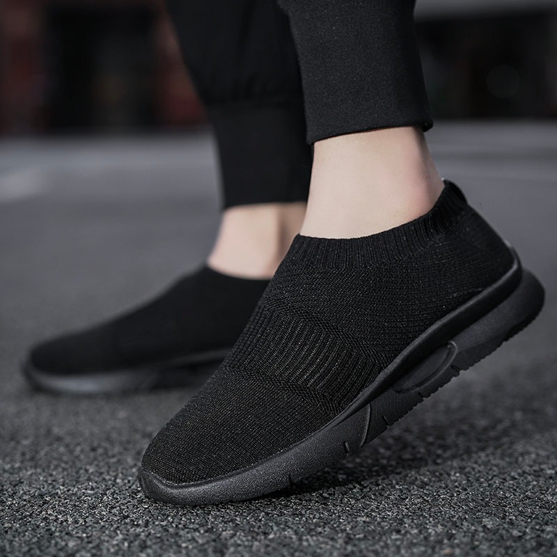 WZZ 39-48 Big size Men's Black Shoes Slip on Casual Shoes Low Top Man ...
