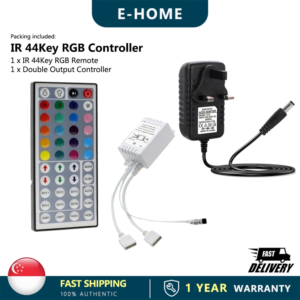 Led Strip controller with IR Remote DC12V 44 Keys Dual rgb Control Box ...