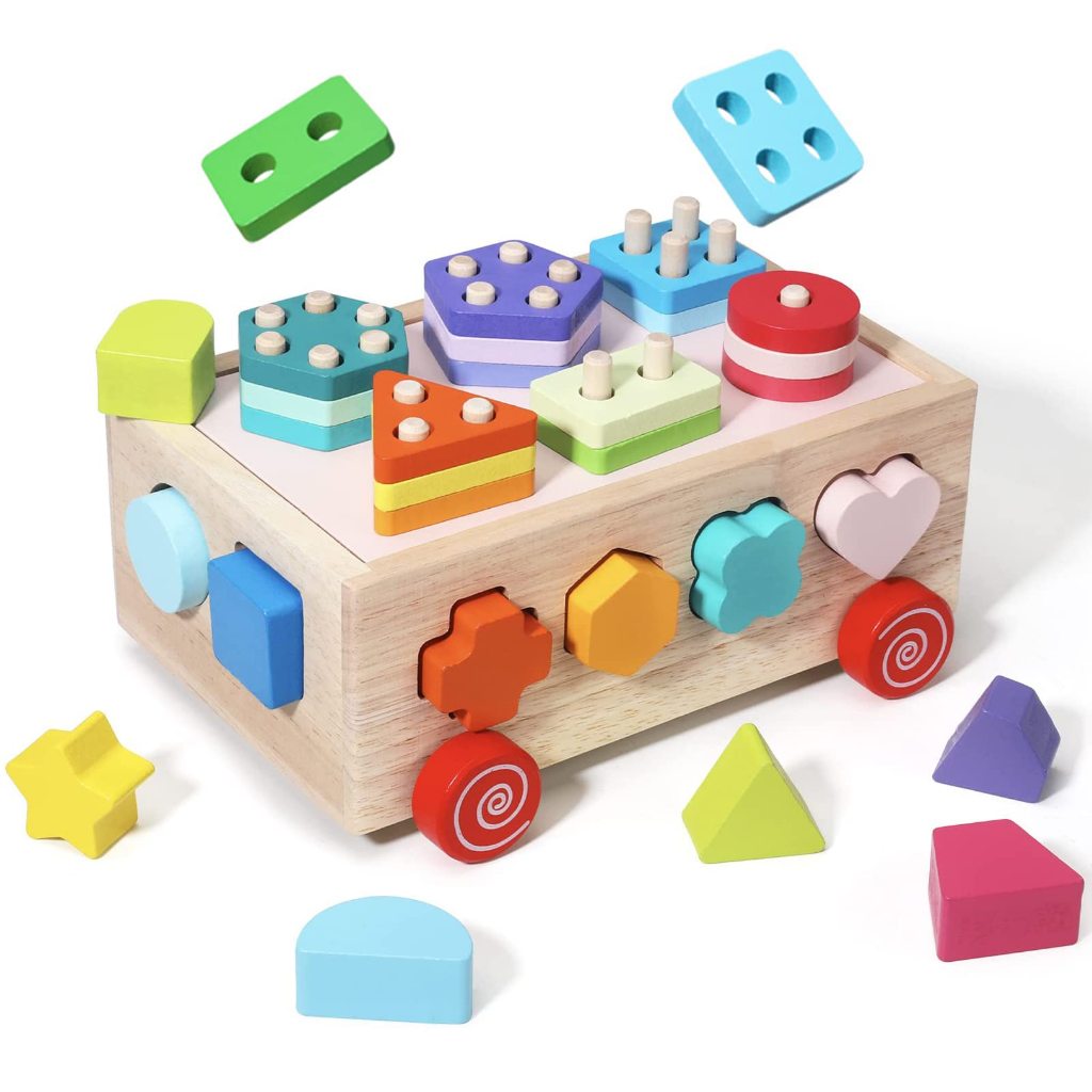 Kids Shape Sorter Learning Toys for Toddlers,Stacking Blocks Montessori ...