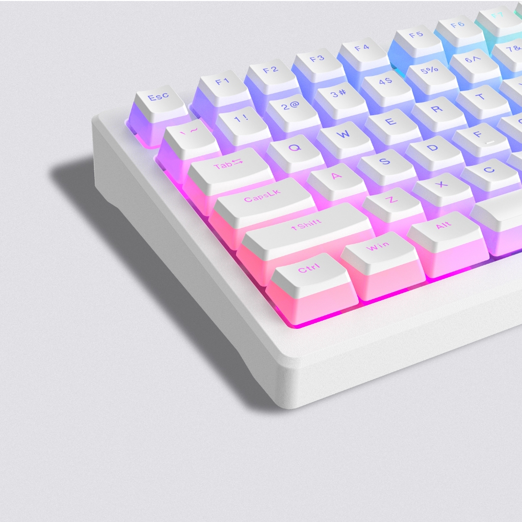 165 Keys White Pudding Keycaps BOW Double Shot PBT Key Cap OEM Profile ...