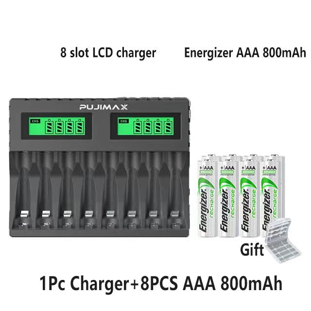PUJIMAX 8-slot Battery Charger Suitable AAA/AA Rechargeable Battery ...