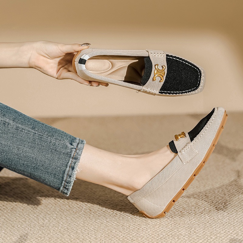 Japanese Style Small Square Toe Ladies Flat Loafers 2024 New Style ...