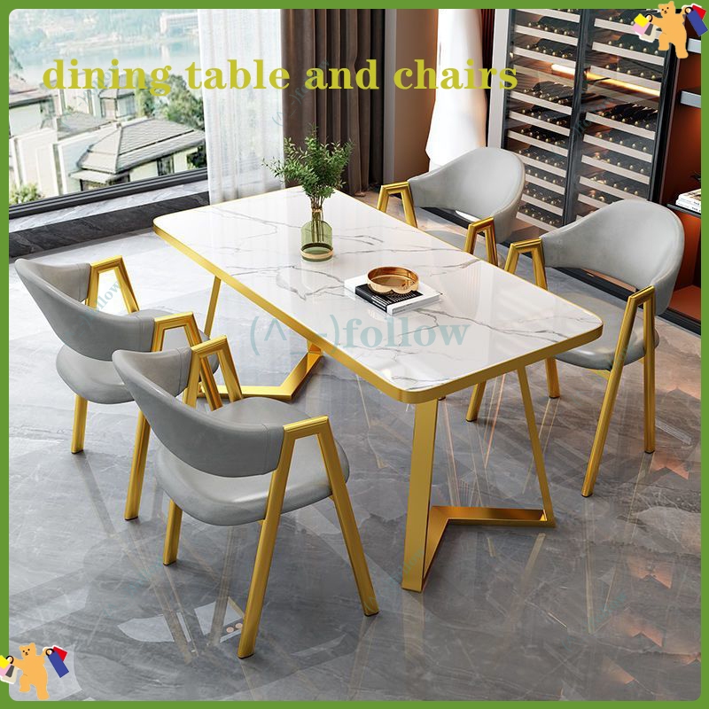 Italian Light Luxury Dining Tables and Chairs Set Milk Tea Shop Coffee ...