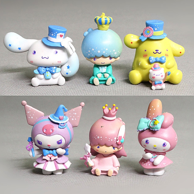 6Pcs/Set 4-5cm Anime My Melody Figure Magician Kuromi Little Twin Star ...