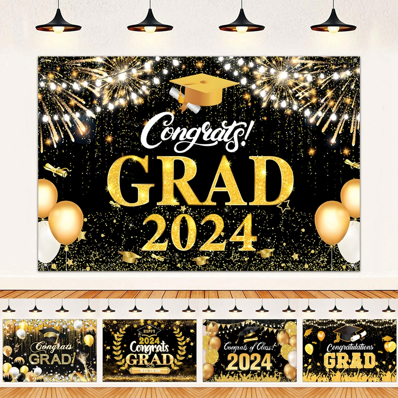 150*100cm Grad Backdrop Graduation Banner Vinyl Background Gard 2024 ...