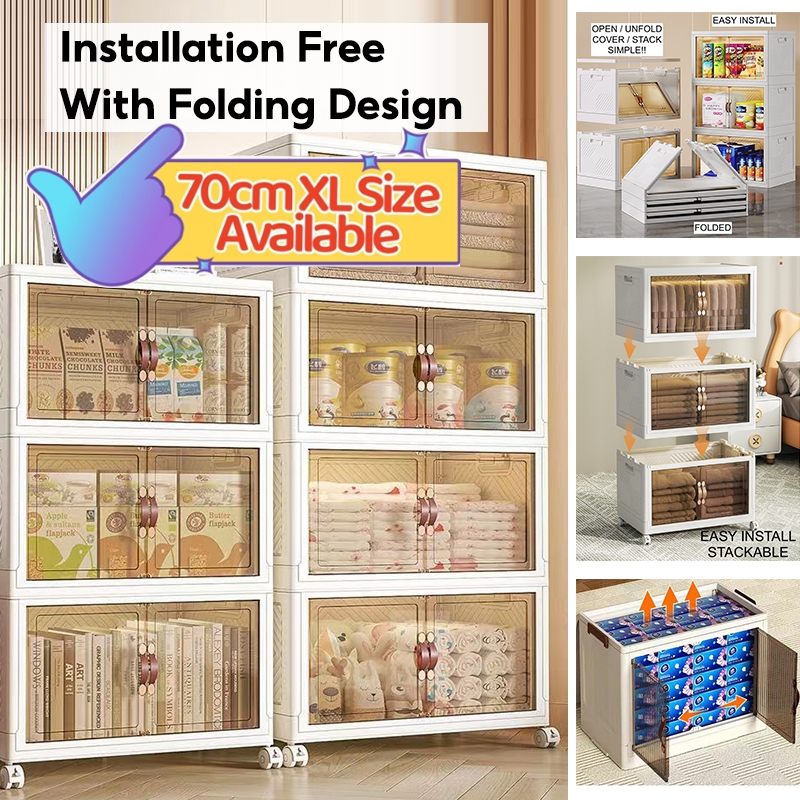 CAGK Foldable Cabinet Drawer Chest Stackable Storage Drawer Cabinet ...