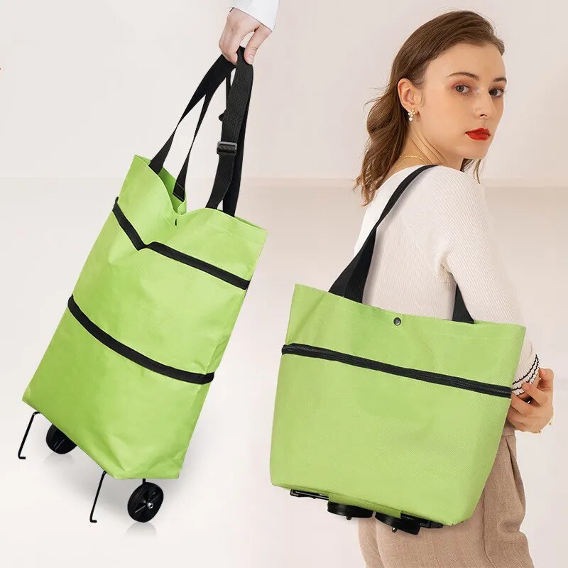 【SG STOCK】Foldable Shopping Pull Cart Trolley Bag with Wheels Reusable ...