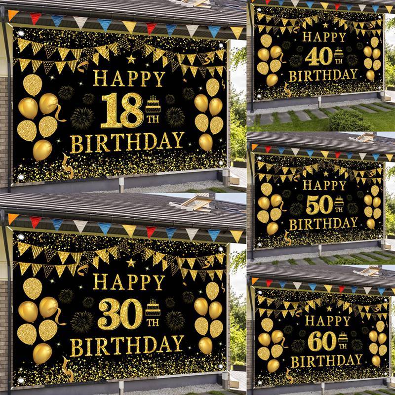 150*100cm 18/30 Years Birthday Backdrop Happy Birthday Banner Party Decorations Polyester ...