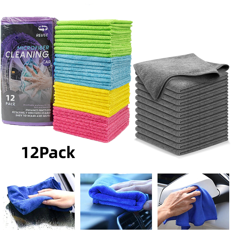 12PCS Microfiber Towels Car Wash Drying Cloth Towel Household Cleaning ...