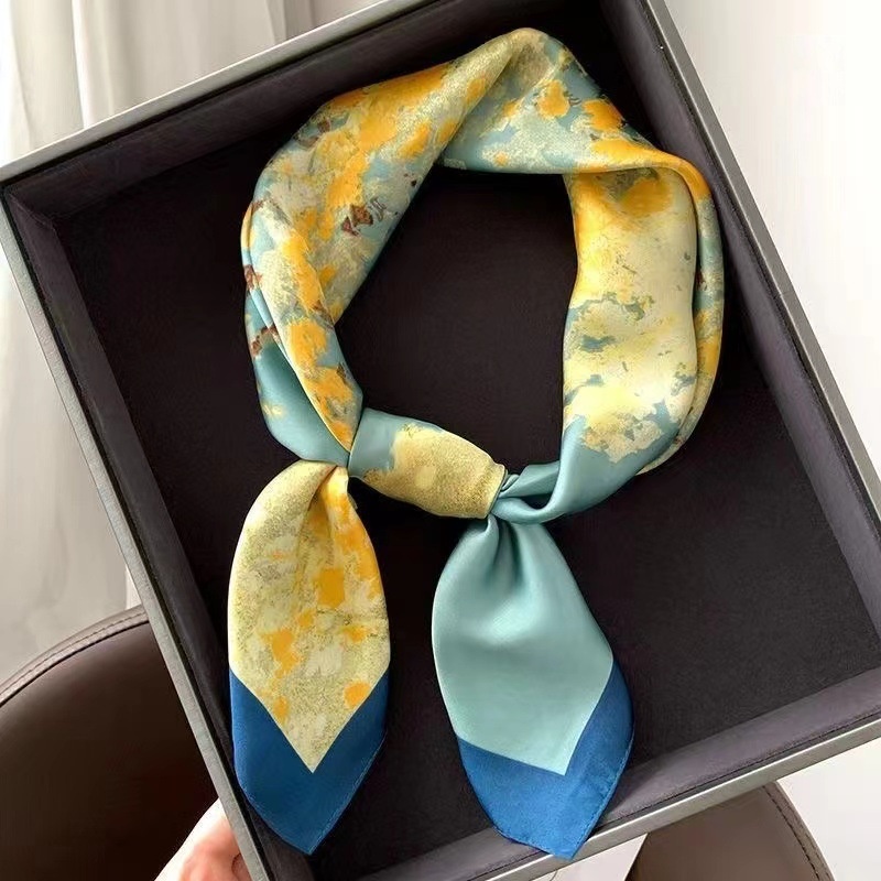 70*70cm Silk Scarf Women Print Hair Neck Square Scarves Office Ladies ...