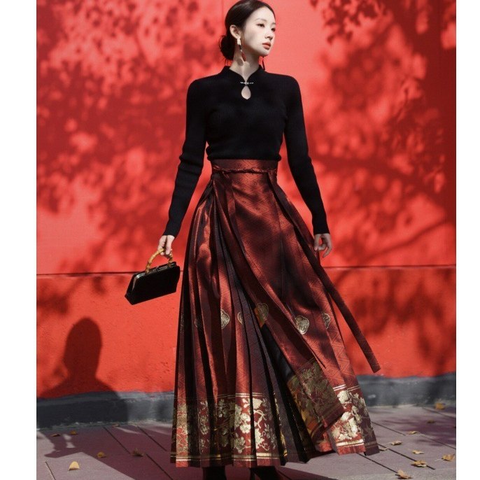 Retro Hanfu Horse-face Skirt Set Modern Elegant Women Chinese ...