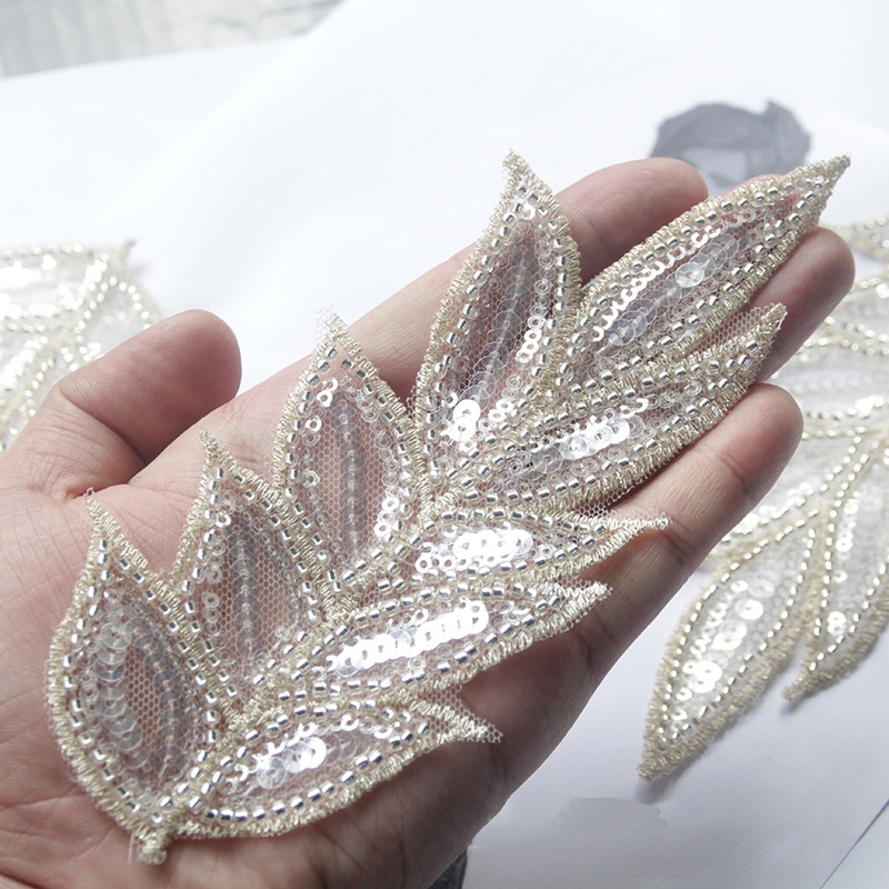 2Pcs Lace Embroidery Patch Flower Applique Leaf Lace Fabric Patches ...