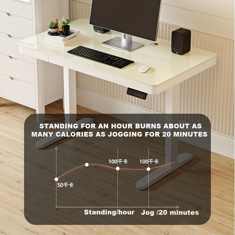 100cm Electric Height Adjustable Desk With Drawer Standing Desk Office ...
