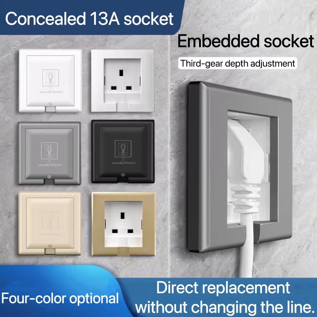 Waterproof splashproof 13A power supply/new hidden wall power outlet ...