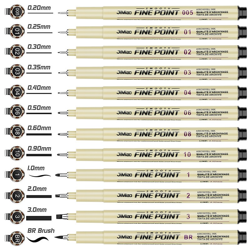 Micro Fineliner Drawing Art Pens: 6 /9/12 Sepia Fine Line Waterproof ...