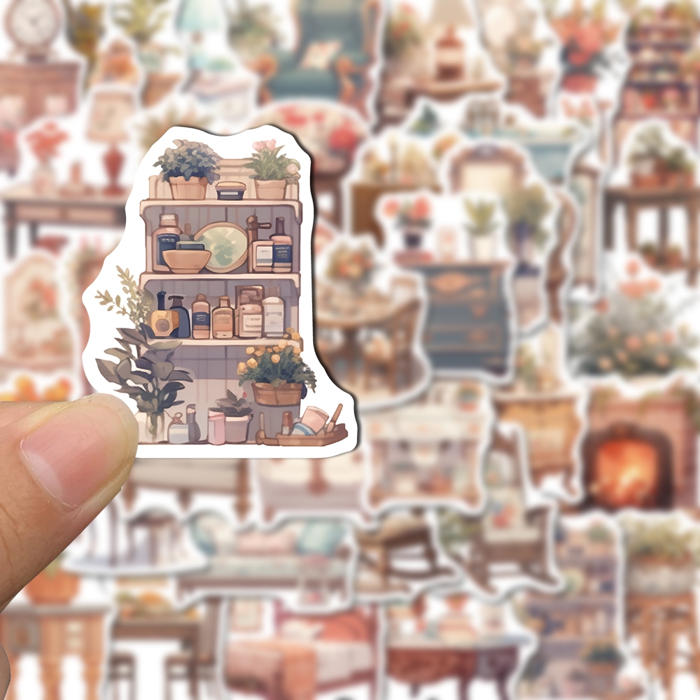 50pcs vintage furniture exquisite cartoon graffiti stickers with high ...