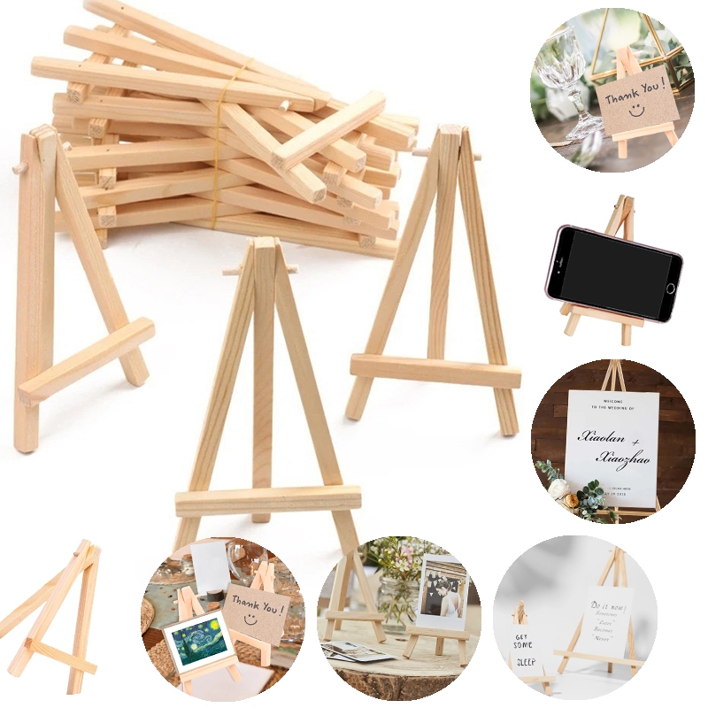 10 Pcs 5 Inch Mini Wood Display Easel Artist Easel Triangle Cards Stand ...