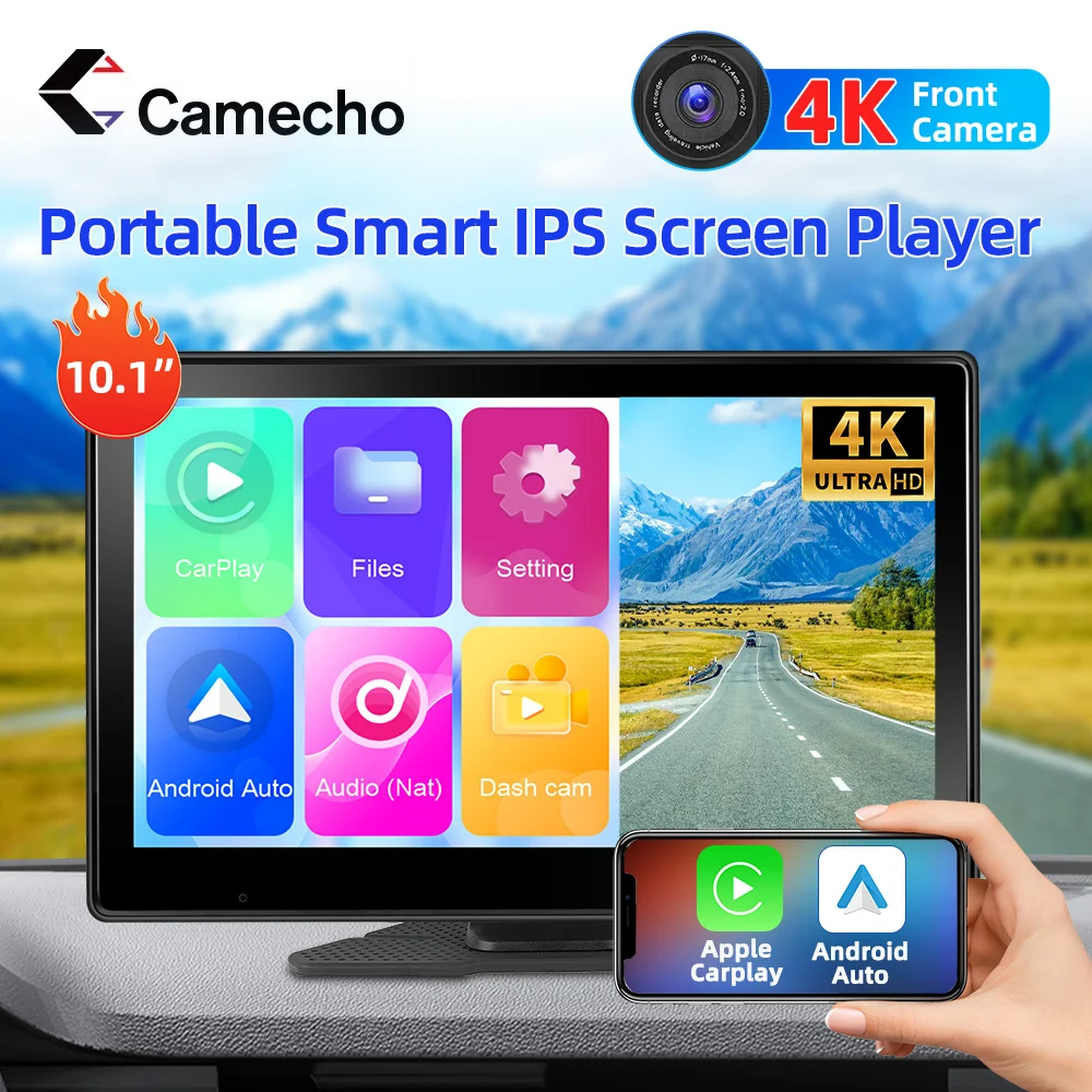 10.1" IPS Touch Screen Car Monitor Wireless Carplay & Android Auto ...