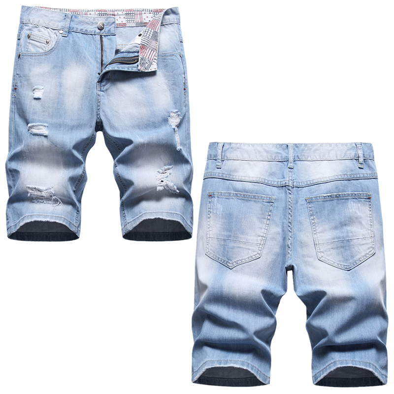 Mens Denim shorts Short Jeans Ripped Slim Fits Half Pants | Shopee ...