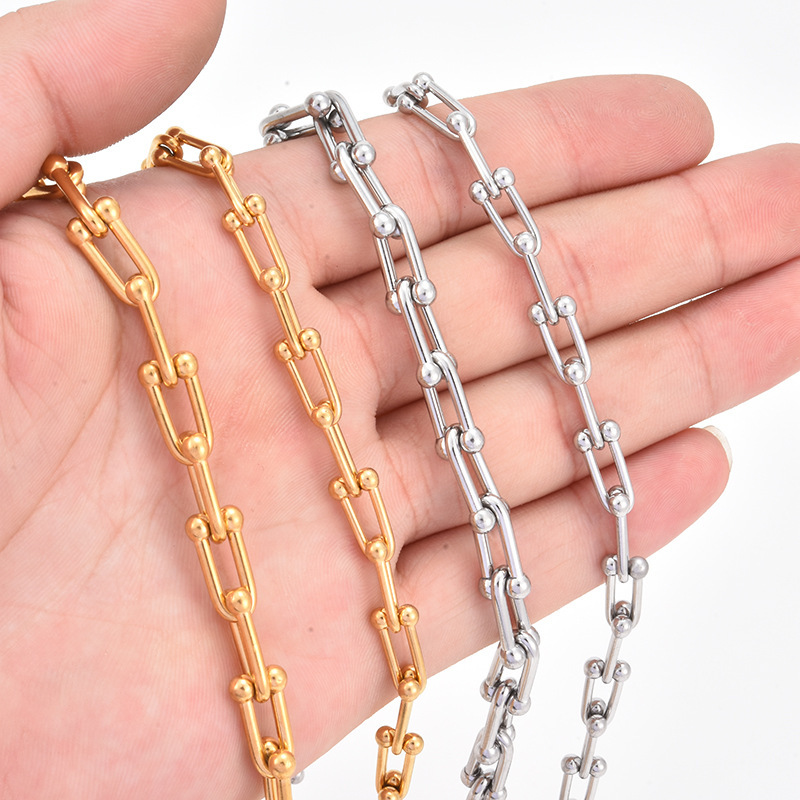 18K Gold-Plated Stainless Steel U Link Chain/U-Shaped Minimalist Chain ...