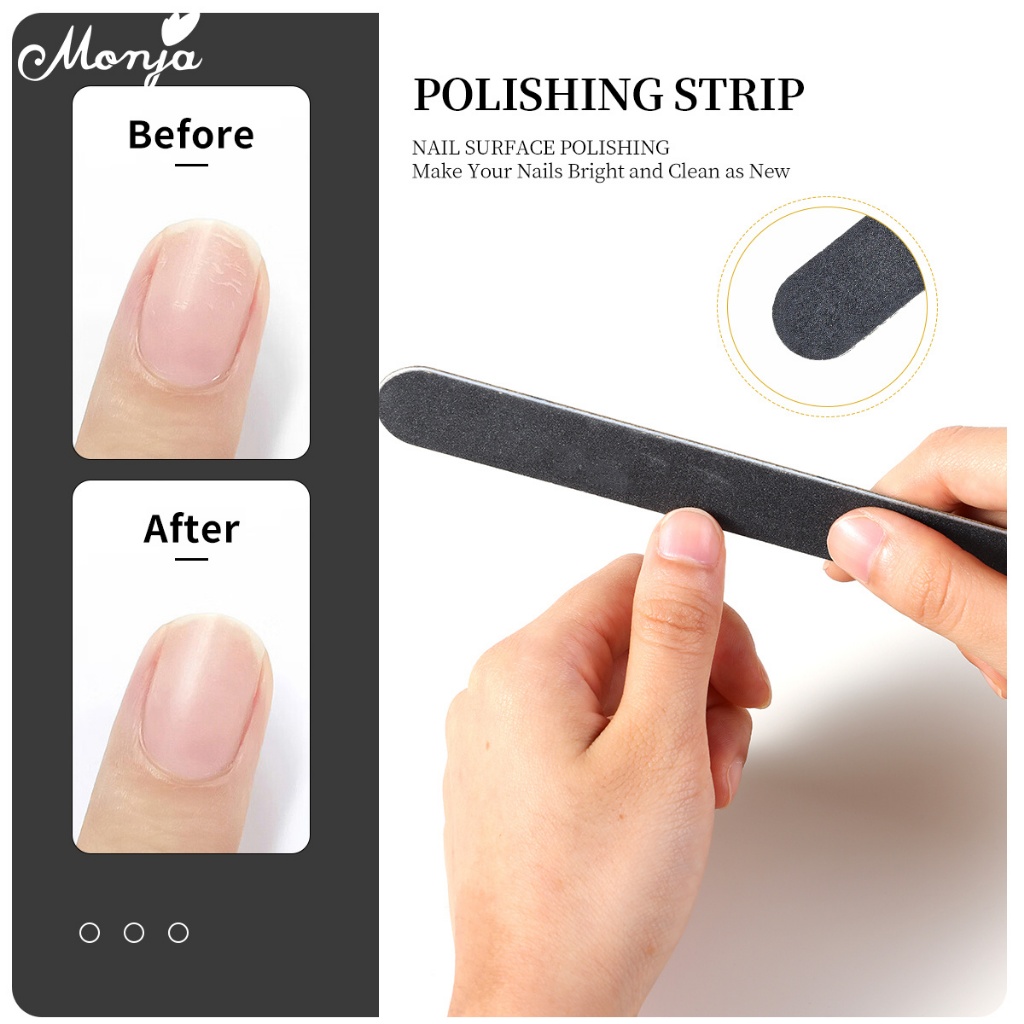 Monja Nail File Black 100/180 Grit Double Side Sandpaper Buffer ...