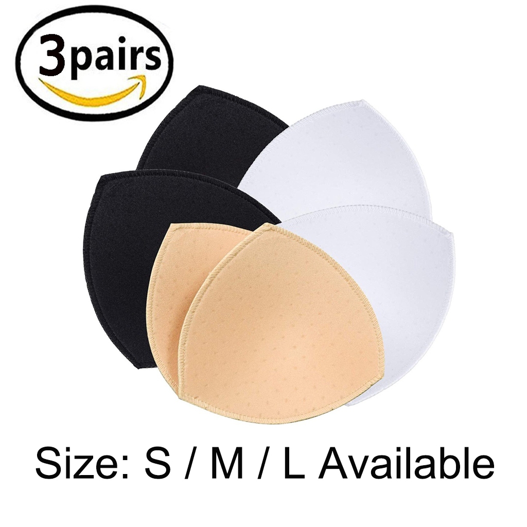 3 Pair (6 Pieces) Removable Bra Triangle Pads Women's Comfy Sports Cups ...