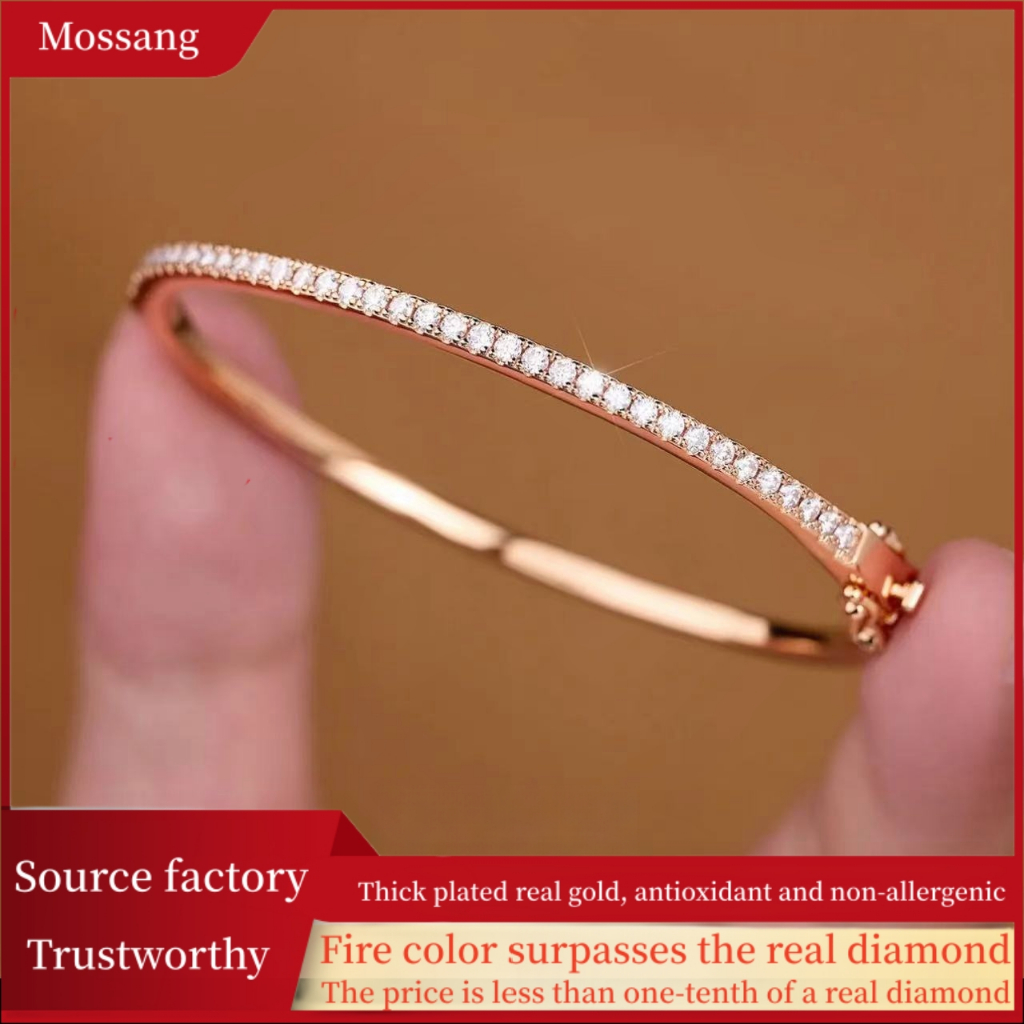 [Source Factory] 100% Genuine Moissanite Diamond Row Diamond Bracelet Solid Bracelet Sterling ...