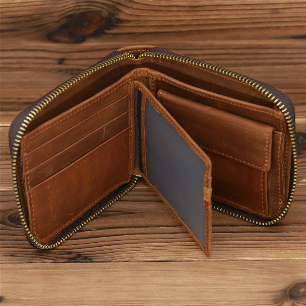 Genuine Leather Men's Wallet Vintage Square Card Wallet RFID Card ...
