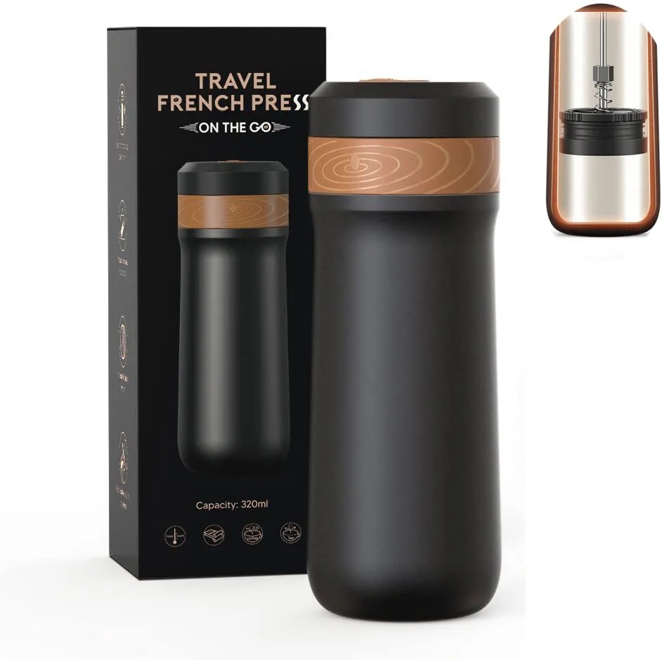 Portable French Press Coffee Maker With Unique Filter Vacuum Insulated ...