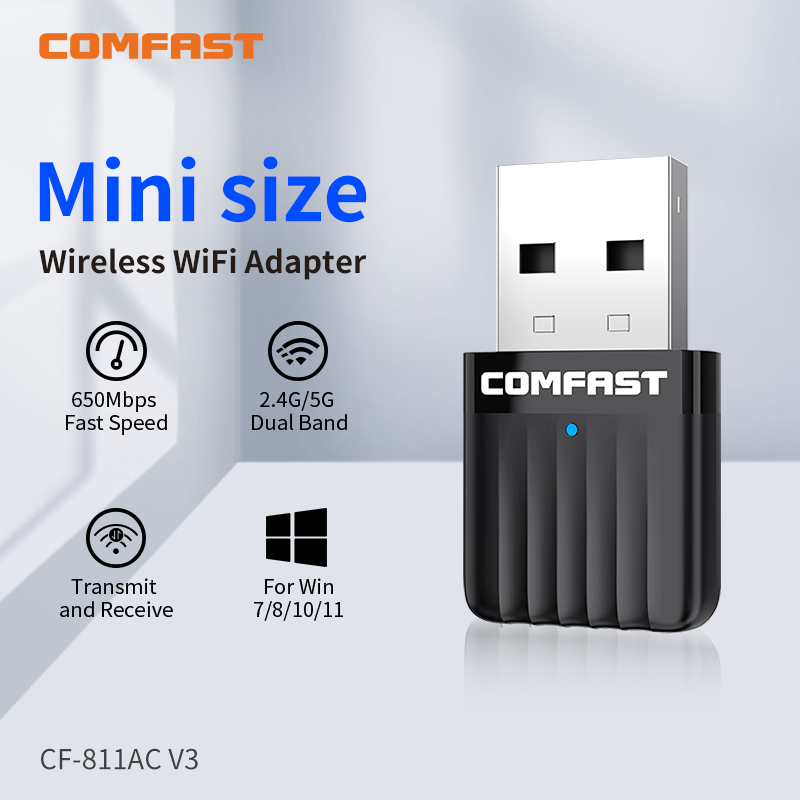 Comfast Mini USB WiFi Adapter 650Mbps 2.4&5GHz Dual Band WiFi Dongle ...