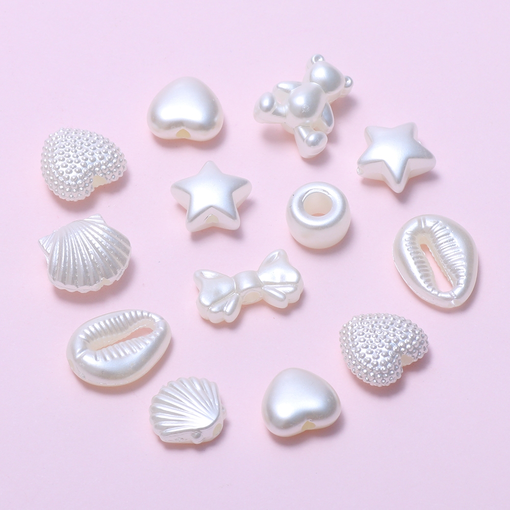 30pcs Acrylic Sea Shells Pearl Beads Love pentagram beads for jewelry ...