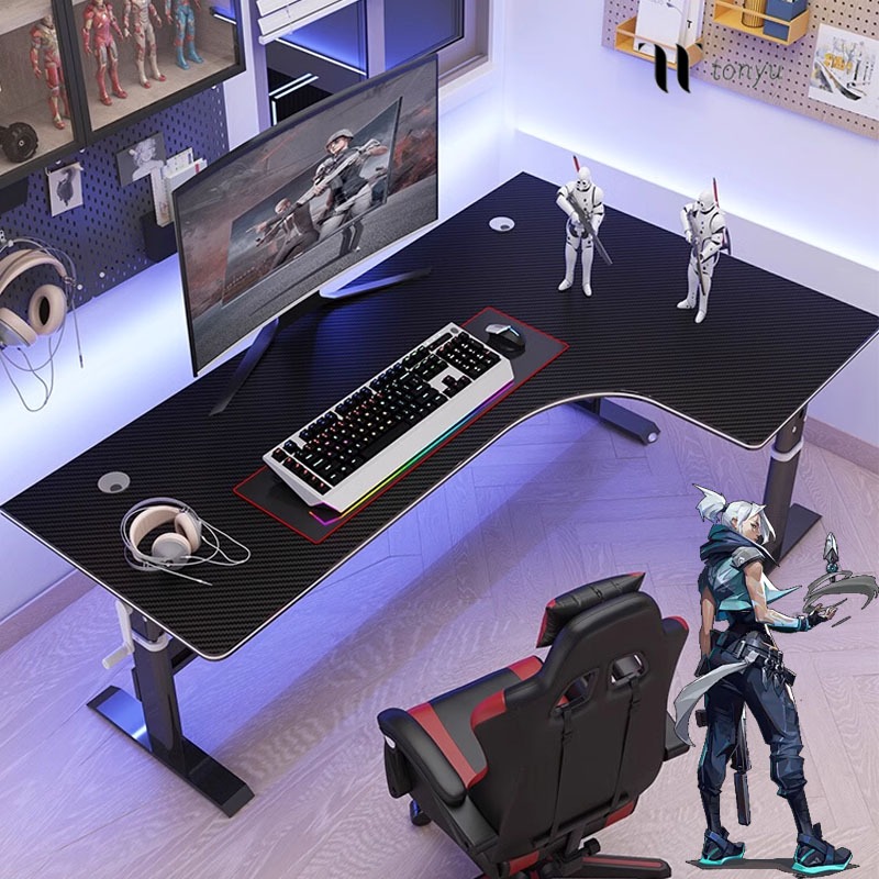 Height Adjustable Gaming Table L Shape Office Standing Desk 120/140cm ...