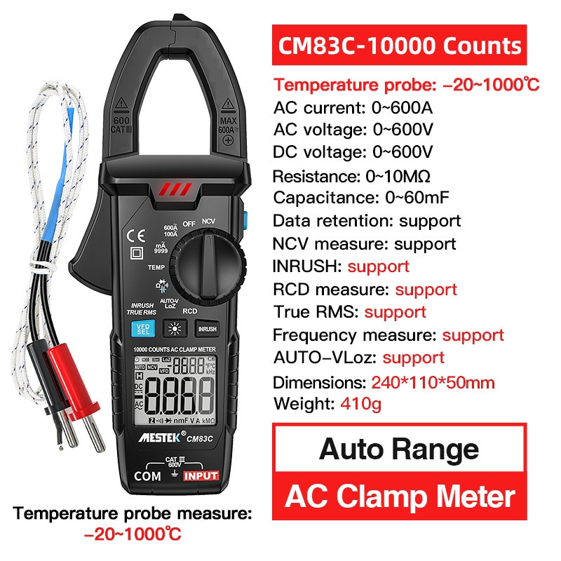 Dc Clamp Multimeter AC DC Current Clamp On-off Buzzer Smart Anti-Burn ...