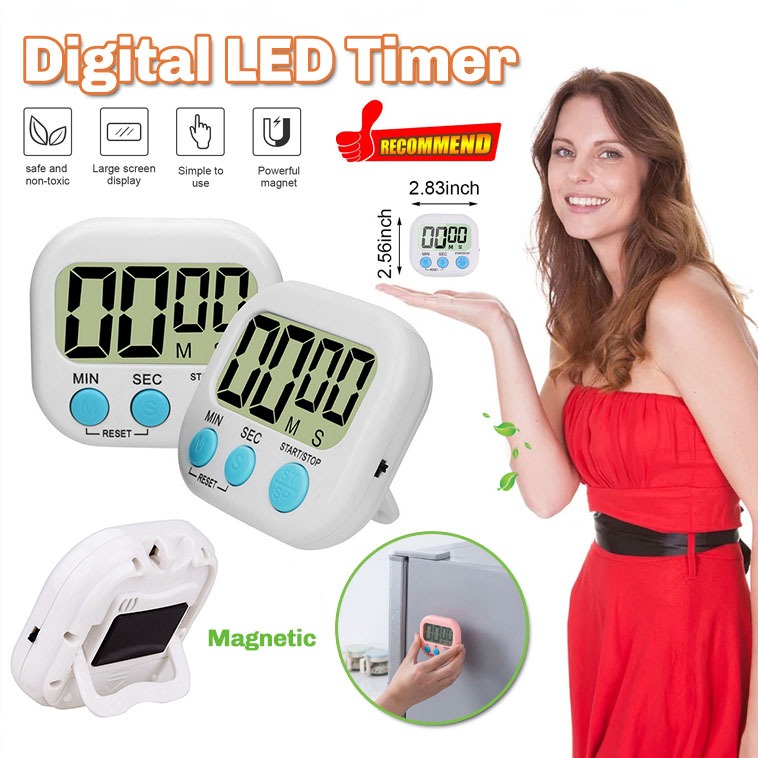 LCD Digital Timer Magnetic Kitchen Timer Loud Alarm Cooking Baking Oven ...