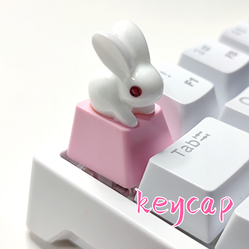 Cute Artisan Keycap PBT Red Bunny Cute Keycap for Mechanical Keyboard ...