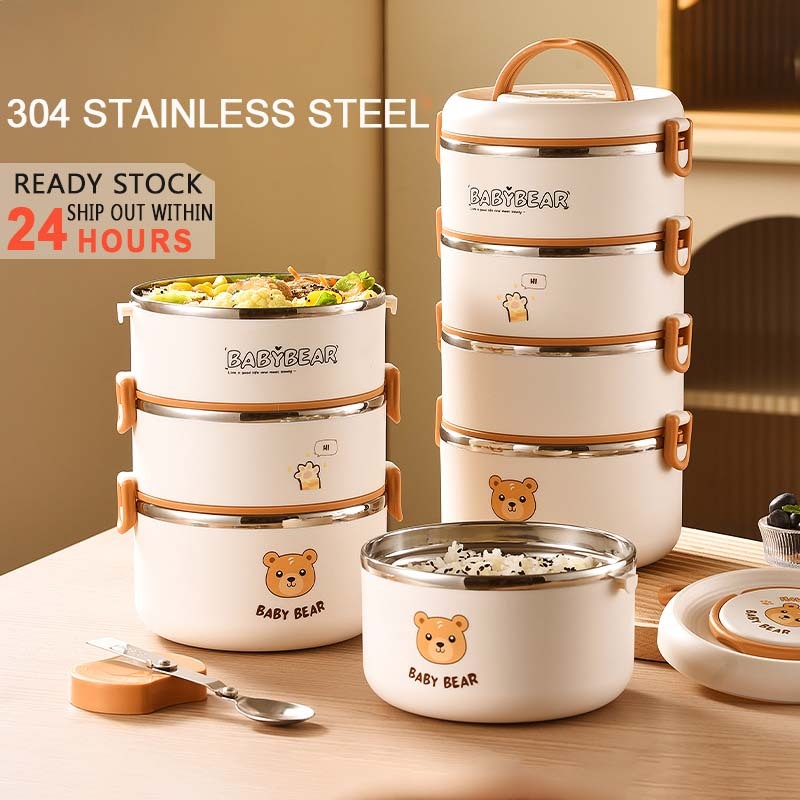 304 Stainless Steel lunch box Thermal Insulation Bento Box Portable Food Storage Box 1050ML ...